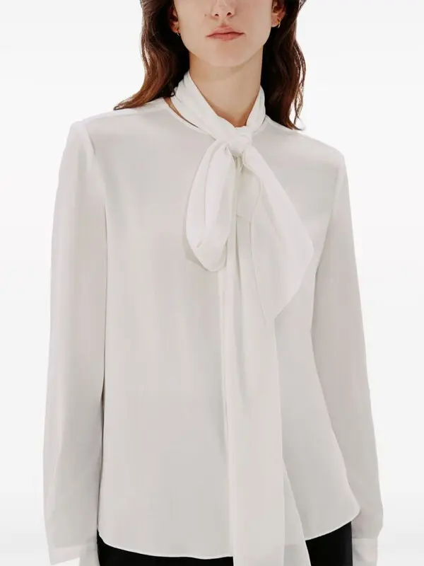 Another Tomorrow Enka®-blend Tie-neck Blouse