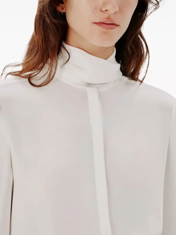 Another Tomorrow Enka®-blend Tie-neck Blouse