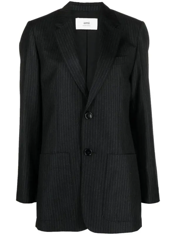 Ami Pinstripe Virgin Wool Blazer