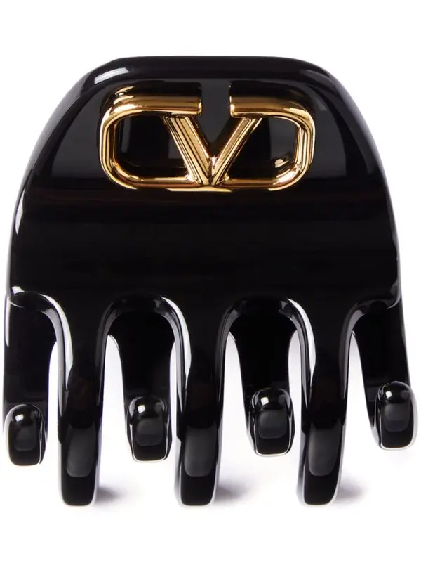 Valentino Garavani V Logo Hair Clip in Black Valentino Garavani VLogo Signature Crystal Hair Clips  main image 2