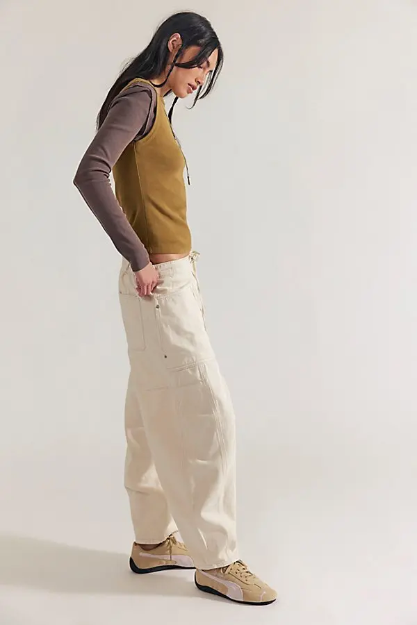 Free People We The Free Silverton Pull-on Barrel Jeans - Ecru