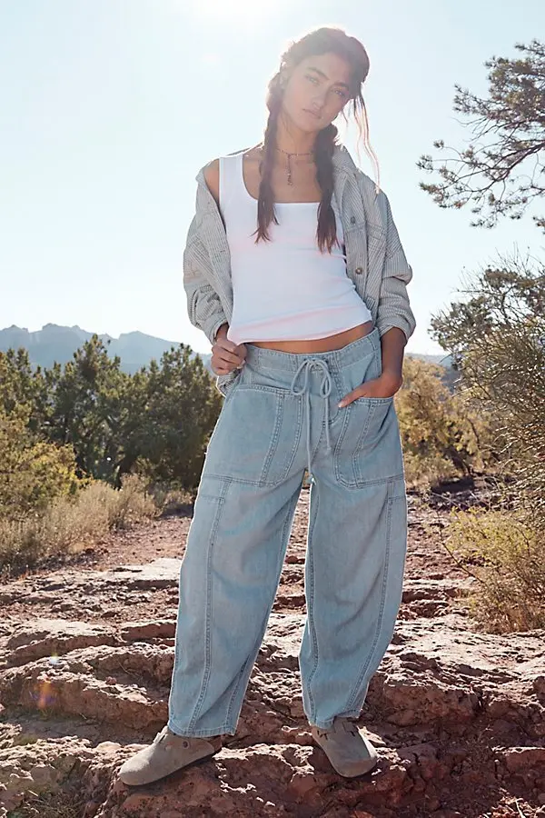 Free People We The Free Silverton Pull-on Barrel Jeans