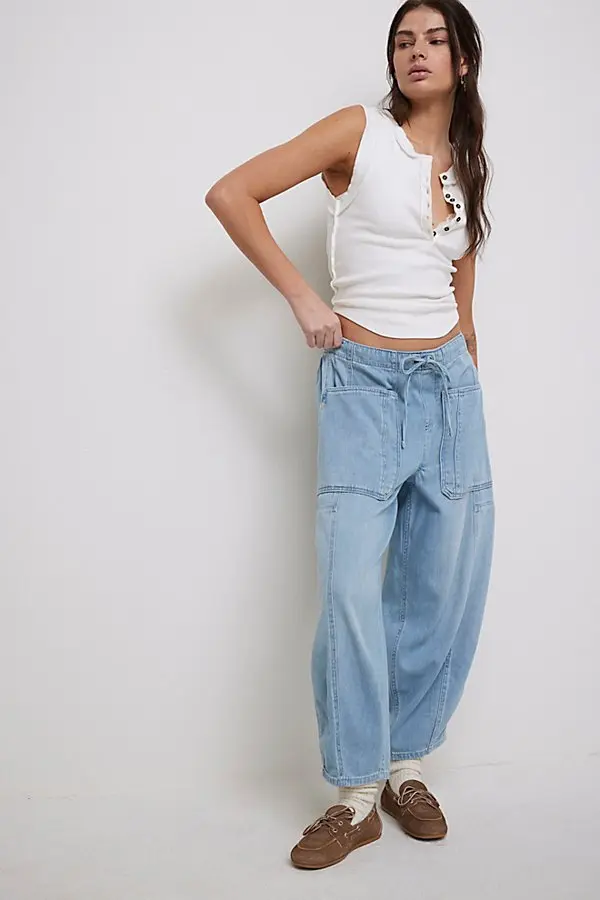 Free People We The Free Silverton Pull-on Barrel Jeans