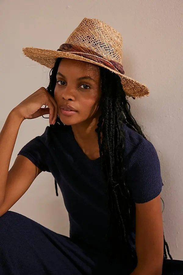 Free People Straw Natural Beige Black Beach Panama Hat NWT Free People Straw Natural Beige Black Beach Panama Hat NWT  main image 4