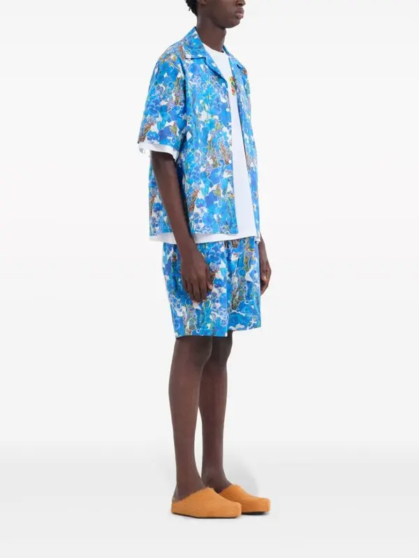 Marni Floral-print Cotton Shirt - Blue