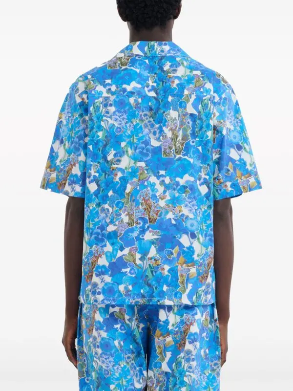 Marni Floral-print Cotton Shirt - Blue
