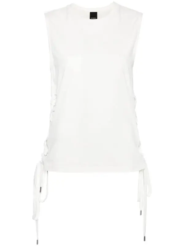 Pinko Lace-up Cotton Tank Top - White