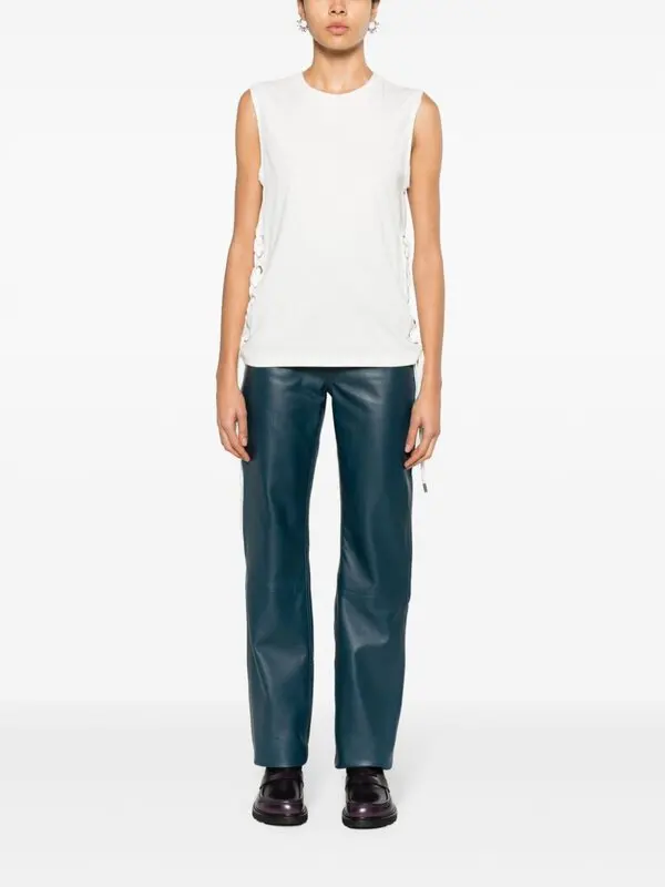 Pinko Lace-up Cotton Tank Top - White