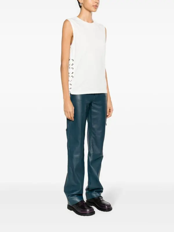 Pinko Lace-up Cotton Tank Top - White