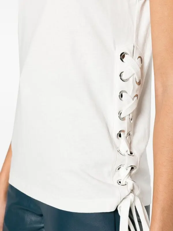 Pinko Lace-up Cotton Tank Top - White