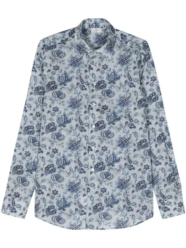 Etro Paisley-print Cotton Shirt - Blue