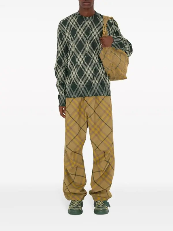 Burberry Plaid Crinkled-effect Jumper - Green