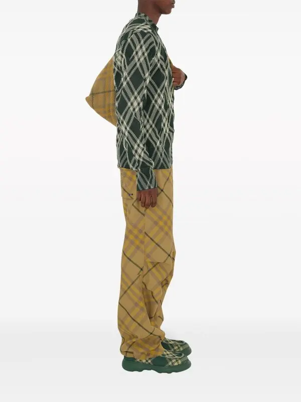 Burberry Plaid Crinkled-effect Jumper - Green