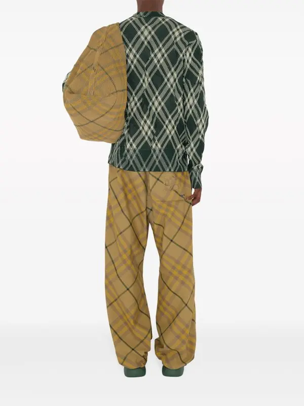Burberry Plaid Crinkled-effect Jumper - Green