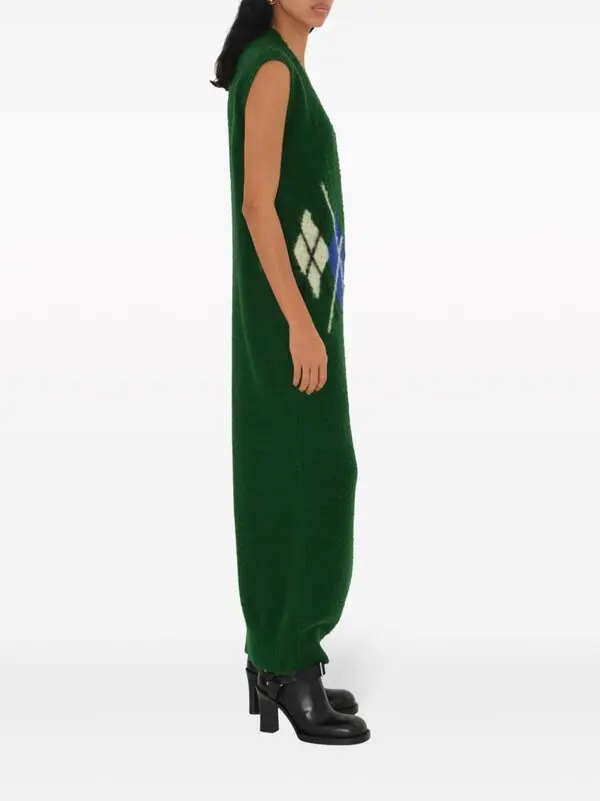 Burberry Argyle-intarsia Wool Maxi Dress