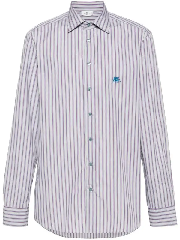 Etro Striped Cotton Shirt - Purple