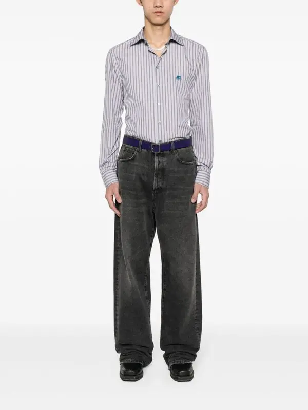 Etro Striped Cotton Shirt - Purple