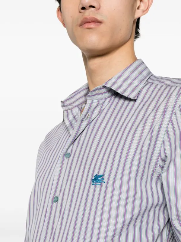 Etro Striped Cotton Shirt - Purple