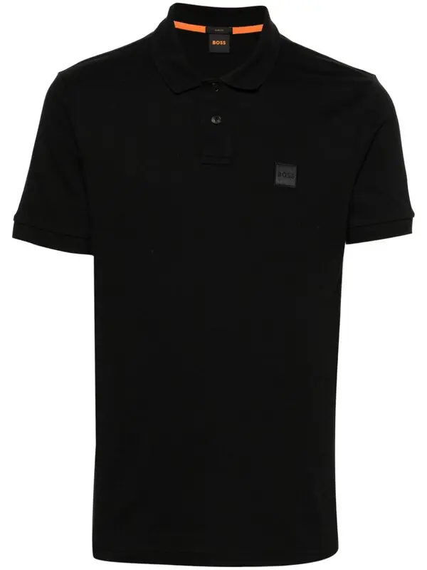 BOSS Logo-patch Piqué Polo Shirt - Black