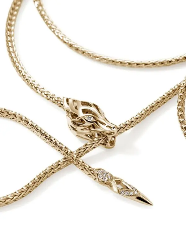 John Hardy 14kt Yellow Naga Lariat Diamond Necklace