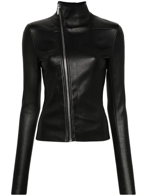 Rick Owens Zip Up Leather Jacket - Black