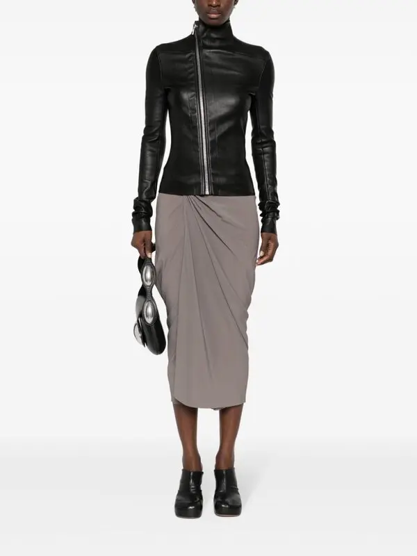 Rick Owens Zip Up Leather Jacket - Black