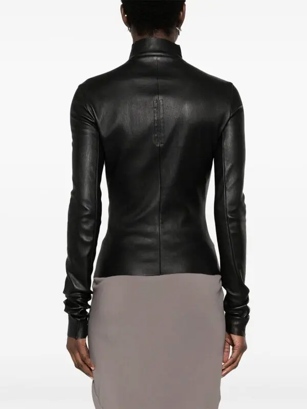 Rick Owens Zip Up Leather Jacket - Black