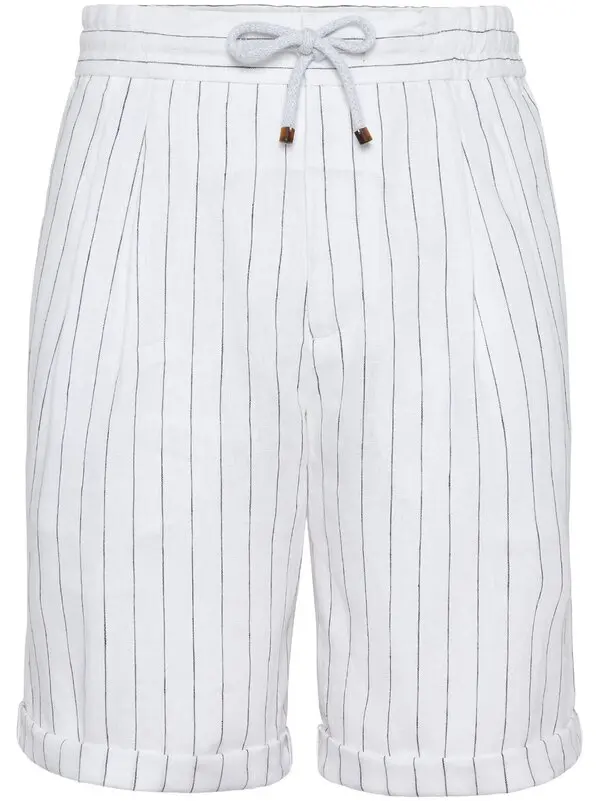 Brunello Cucinelli Striped Linen Shorts - White