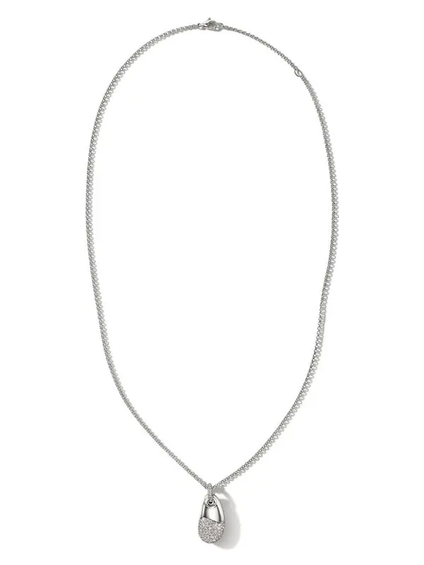 John Hardy Sterling Pebble Diamond Pendant Necklace - Silver