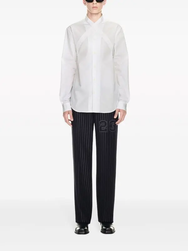 Off-White Number-print Pinstriped Trousers - Black