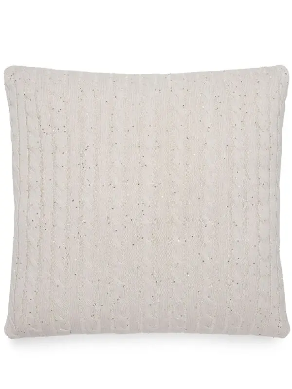 Brunello Cucinelli Cable-knit Sequin-embellished Cushion - Neutrals