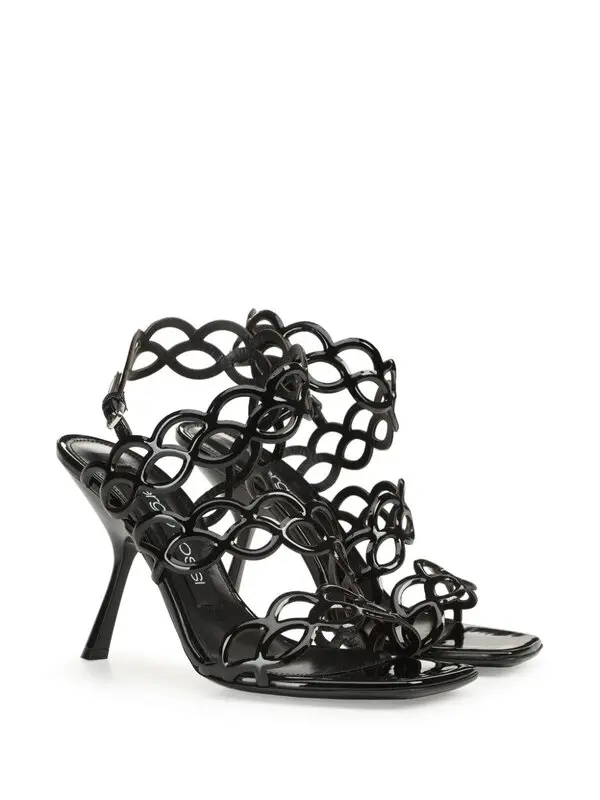 SERGIO ROSSI Sr Mermaid 100mm Leather Sandals - Black