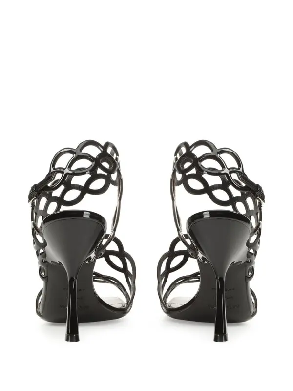 SERGIO ROSSI Sr Mermaid 100mm Leather Sandals - Black