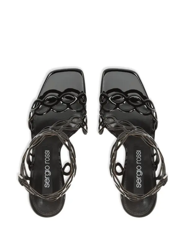 SERGIO ROSSI Sr Mermaid 100mm Leather Sandals - Black
