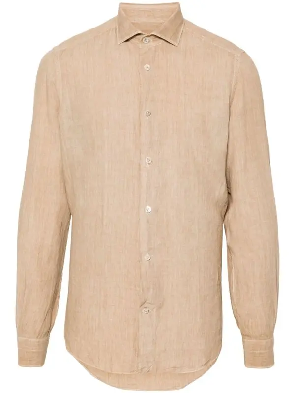 Eleventy Mélange Poplin Linen Shirt