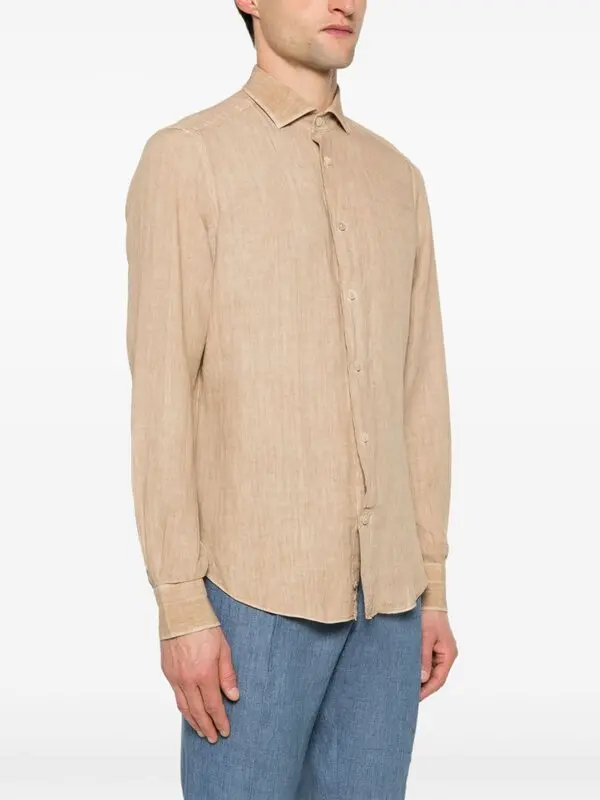 Eleventy Mélange Poplin Linen Shirt