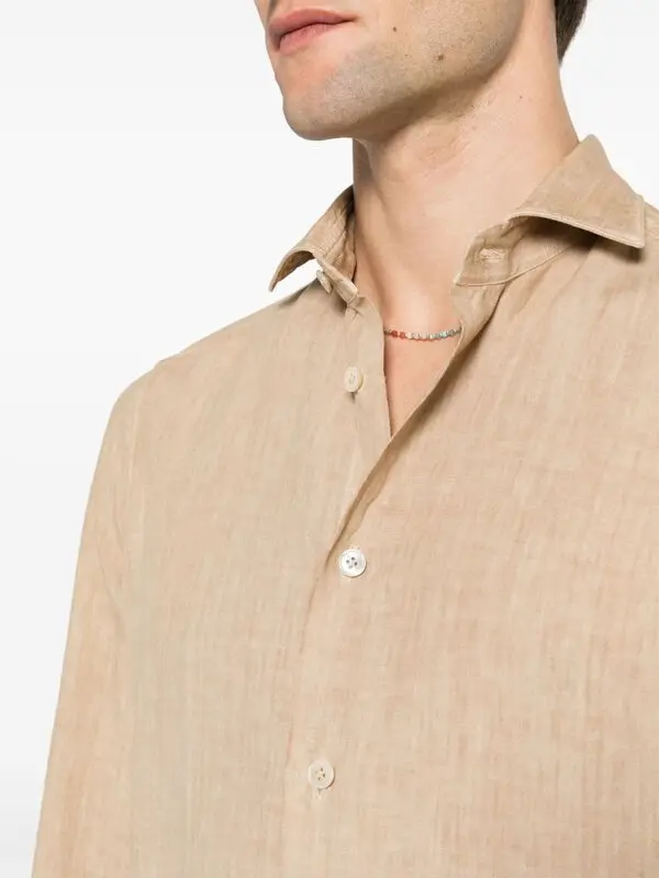 Eleventy Mélange Poplin Linen Shirt