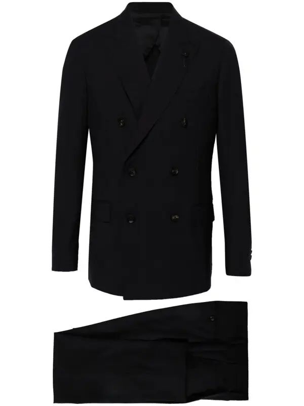 LARDINI Double-breasted Wool Suit - Blue