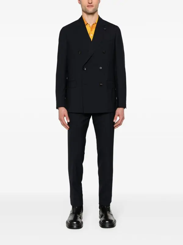 LARDINI Double-breasted Wool Suit - Blue