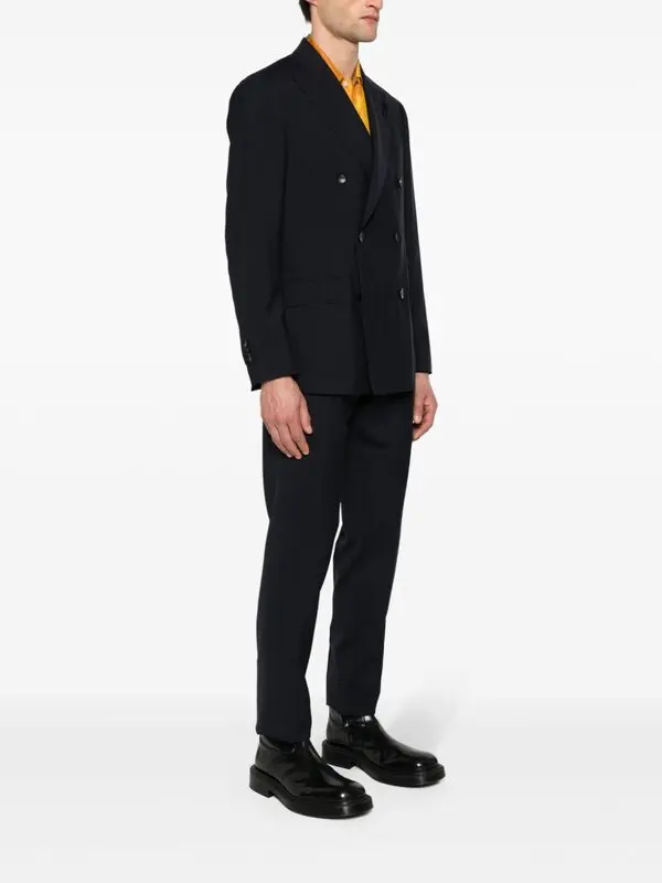 LARDINI Double-breasted Wool Suit - Blue