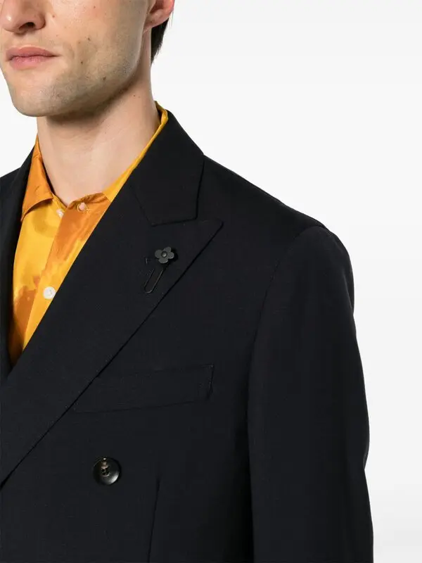 LARDINI Double-breasted Wool Suit - Blue