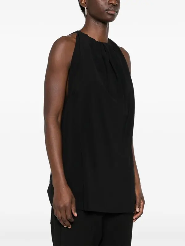 Rick Owens Gathered Crepe Tank Top - Black