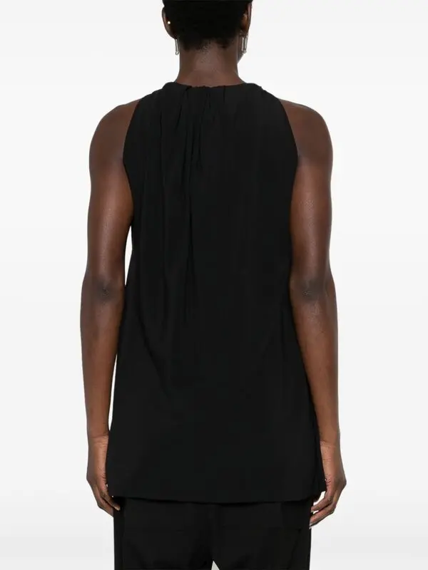 Rick Owens Gathered Crepe Tank Top - Black