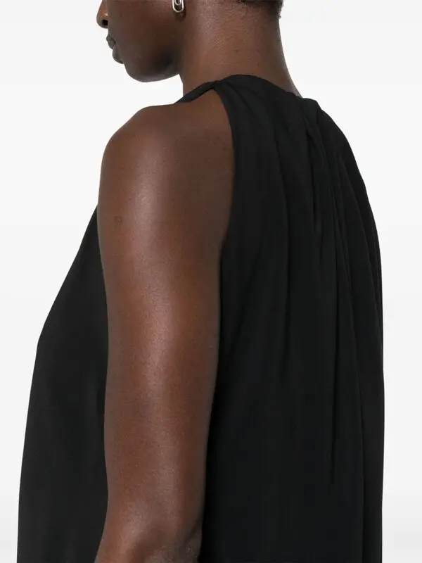 Rick Owens Gathered Crepe Tank Top - Black