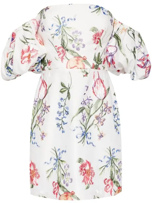 Marchesa Alex Puff-sleeve Mini Dress
