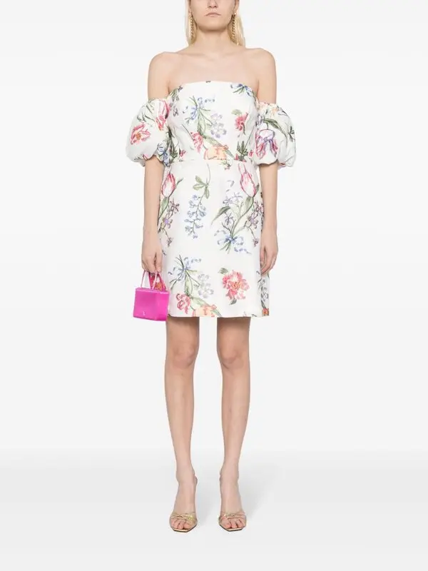 Marchesa Alex Puff-sleeve Mini Dress