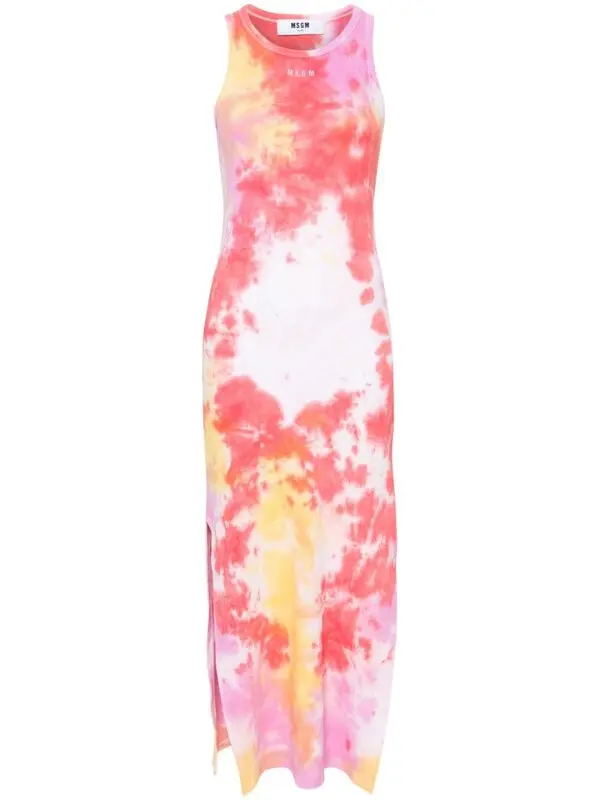 MSGM Tie-dye Ribbed Midi Dress