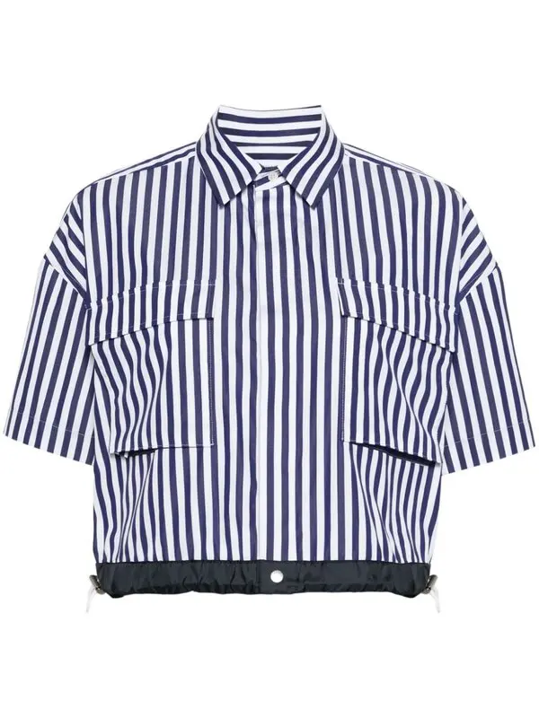 Sacai Striped Cropped Blouse