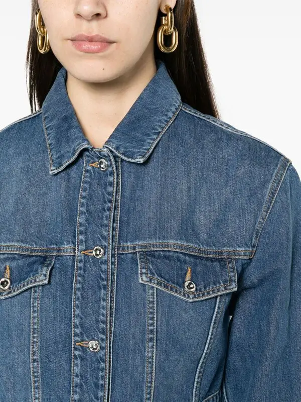 Moschino Crystal-embellished Cropped Denim Jacket