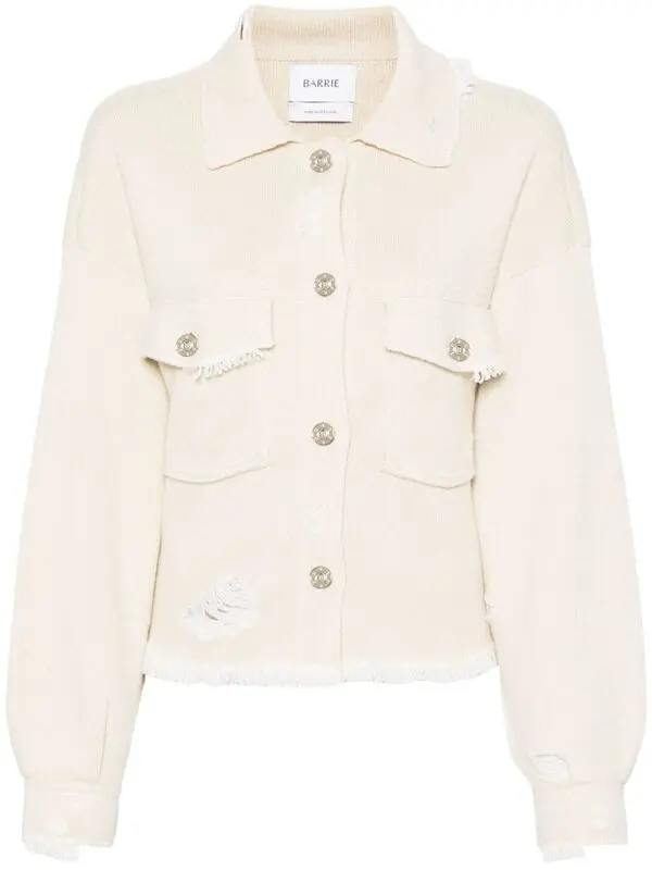 BARRIE Fringed Denim Jacket - Neutrals